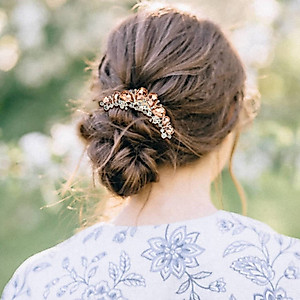 inSowni 4 Pack Luxury Glitter Sparkly Gems Crystal Rhinestones Pearl Metal Hair Side Combs Slides with Long Teeth Bun Chignon Updo Hairpins Barrettes Hair Clips Accessories for Women Girls