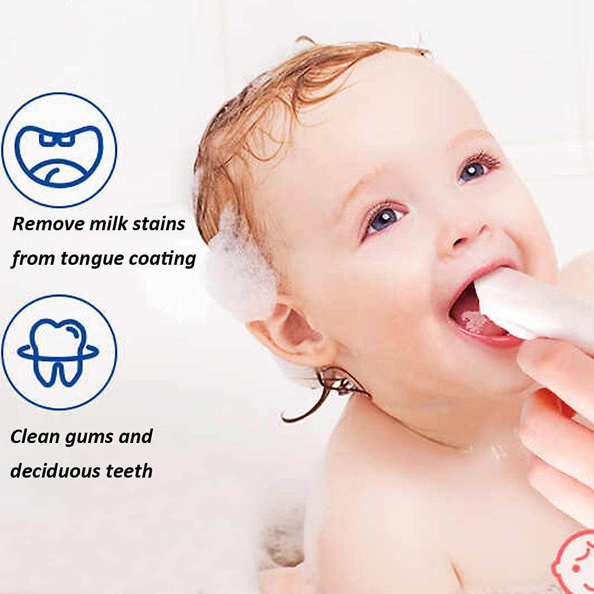 Engjajo 100Pcs Baby Disposable Gauze Toothbrush Teeth Soft Gauze Infant Finger Clean Oral Toothbrush 4 inches