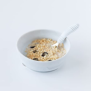 Bumkins Baby Bowl, Silicone Suction, for Babies, Toddlers and Kids, Baby Led Weaning, Feeding Essentials, Platinum Silicone, Non Skid Sticky Bottom, Supplies for Children Ages 6 Months Up, Marble