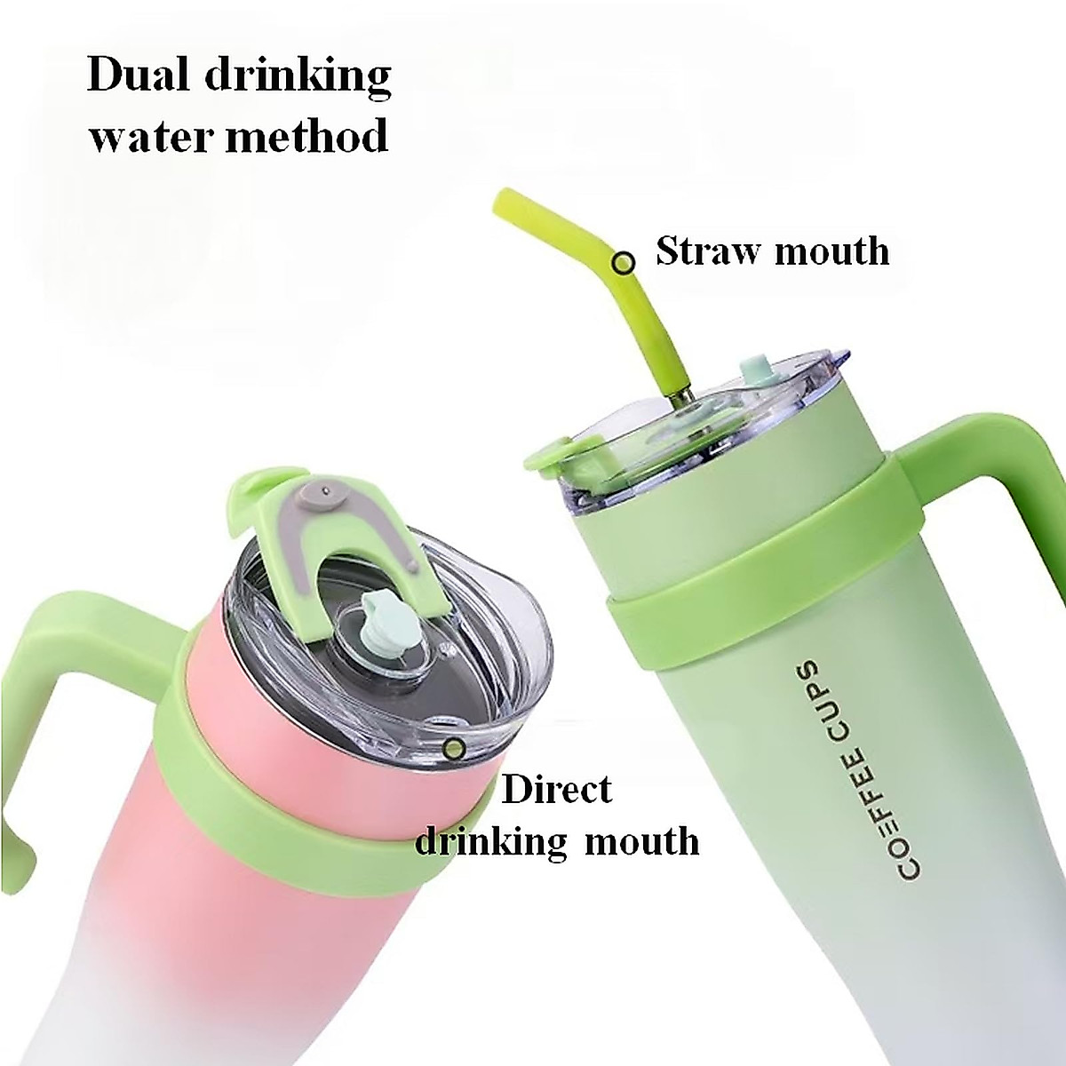 Scizorito 40oz Big Coffee Mug, 304 Stainless Steel Vacuum Insulated Car Cup, 40oz Tumbler with Handle and Straw Lid, Suitable for Father's Day, Mother's Day, Christmas (Pink)