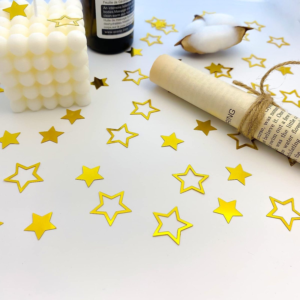 1100Pcs Merry Christmas Gold Star Confetti, Birthday Baby Shower Wedding Christmas Party Decorations,Metallic Foil Glitter Table Confetti Sprinkles