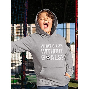 Tstars What's Life Without Goals Soccer Gifts Hoodie for Boys Girls Kids Hoodies Medium Gray