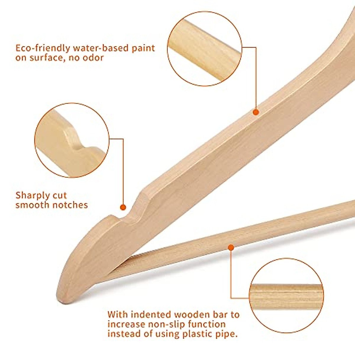 Amazon Basics Wood Suit Clothes Hangers - Natural, 30-Pack