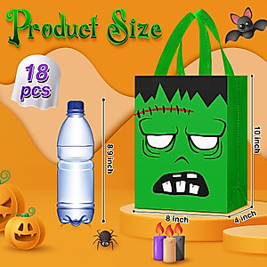 18 Pcs Halloween Candy Bags Reusable Non Woven Trick or Treat Gift Bags Cat Ghost Mummy Vampire Zombie Pumpkin Halloween Tote Bag with Handles Bulk for Halloween Party Kids Birthday