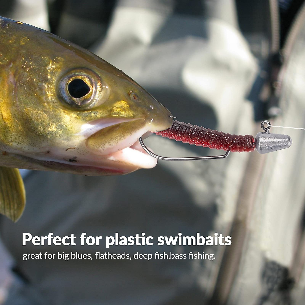 THKFISH 20Pcs Jig Head Bullet Bass Fishing Jig Head High Carbon Steel Offset Round Bend Fishing Hook for Bass Trout Freshwater Saltwater 20pcs #2/0-1/8oz(3g)