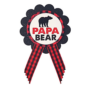 Papa Bear Daddy to Be Pin Buffalo Plaid Baby Shower for dad to wear at Gender Reveal, Red & Black Pin, Baby Sprinkle