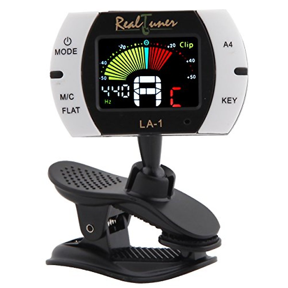 Real Tuner - Chromatic Clip-on Tuner for Guitar, Bass, Violin, Ukulele, Banjo, Brass and Woodwind Instruments - Bright Full Color Display - Extra Mic Function - A4 Pitch Calibration - Transposition