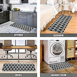 UPHTEH Anti Fatigue Kitchen Mats for Floor 2 Piece Set,17.32 * 28.74 and 17.32 * 46.25,Non Slip Waterproof Kitchen Mats and Rugs,for Kitchen,Home,Office,Sink,Laundry Room (Black)