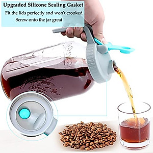 GMSWEET Mason Jar Cold Brew Coffee Maker 32 OZ Wide Mouth Cold Brew Pitcher With Brewer Filter For Coffee, Iced Tea, Sun Tea, Lemonade