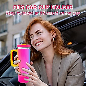 nailastro 40 oz Tumbler with Handle and Straw Lid, Reusable Stainless Steel Insulated Tumblers with Silicone Boot, Travel Mug Water Bottle Iced Coffee Cup,Large Capacity Car Cup - Gift for Women Men