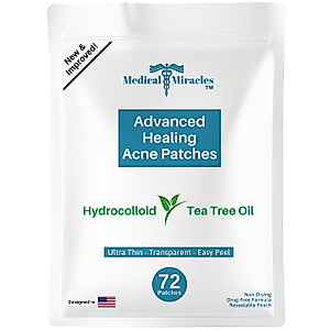 Maximum Strength Hydrocolloid Acne Remover Sticker Dots, 72 Pack | Face Healing Dot Treatment May Aid in Absorbing Zits, Pimples, Cystic Spots, Blemish Tea Tree Therapy Covers All Skin Types