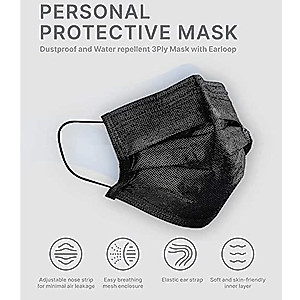RIDAMON Black Disposable Face Masks 100 PCS Face Protection Masks 3 Ply Face Masks for Adults