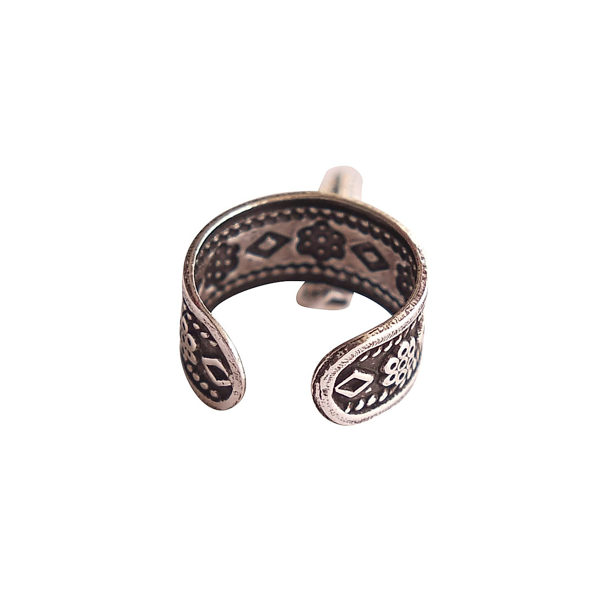 925 Sterling Silver SINGLE - For ONE Ear - Triple/Wide Band Feather Stone Ear Cuff for Non-Pierced Ear for Women | Handmade by MiYa Jewelry Creations (Wide Band and Feather)