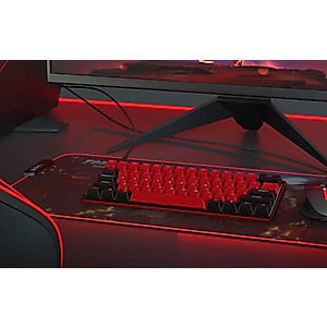 BOYI Wired 60% Mechanical Gaming Keyboard,Mini RGB Cherry MX Switch PBT Keycaps NKRO Programmable Type-C Keyboard for Gaming and Working (Black Red Rose Color,Cherry MX Blue Switch)