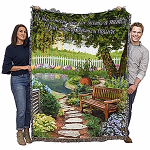 Pure Country Weavers Tranquil Garden Blanket - When Someone You Love Becomes A Memory - Sympathy Bereavement Gift Tapestry Throw Woven from Cotton - Made in The USA (72x54)