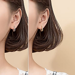 925 U Shape Hoop Earrings, Paperclip Link Chain Jewelry, Small Huggie Earrings for Women Gold