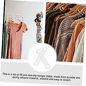 Cabilock 50 Pcs Nonslip Hangers Shirt Hanger Metal Clothing Rack Antiskid Clear Hangers 100 Pack Clear Plastic Hangers for Clothes Silicone Hanger Strips Hanger Grip Strips Strap Hangers
