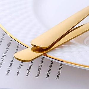 Fruit Fork Salad Pastry Small Oyster Forks 12 Pieces, BUY&USE 5.5-Inch Stainless Steel Gold Flatware