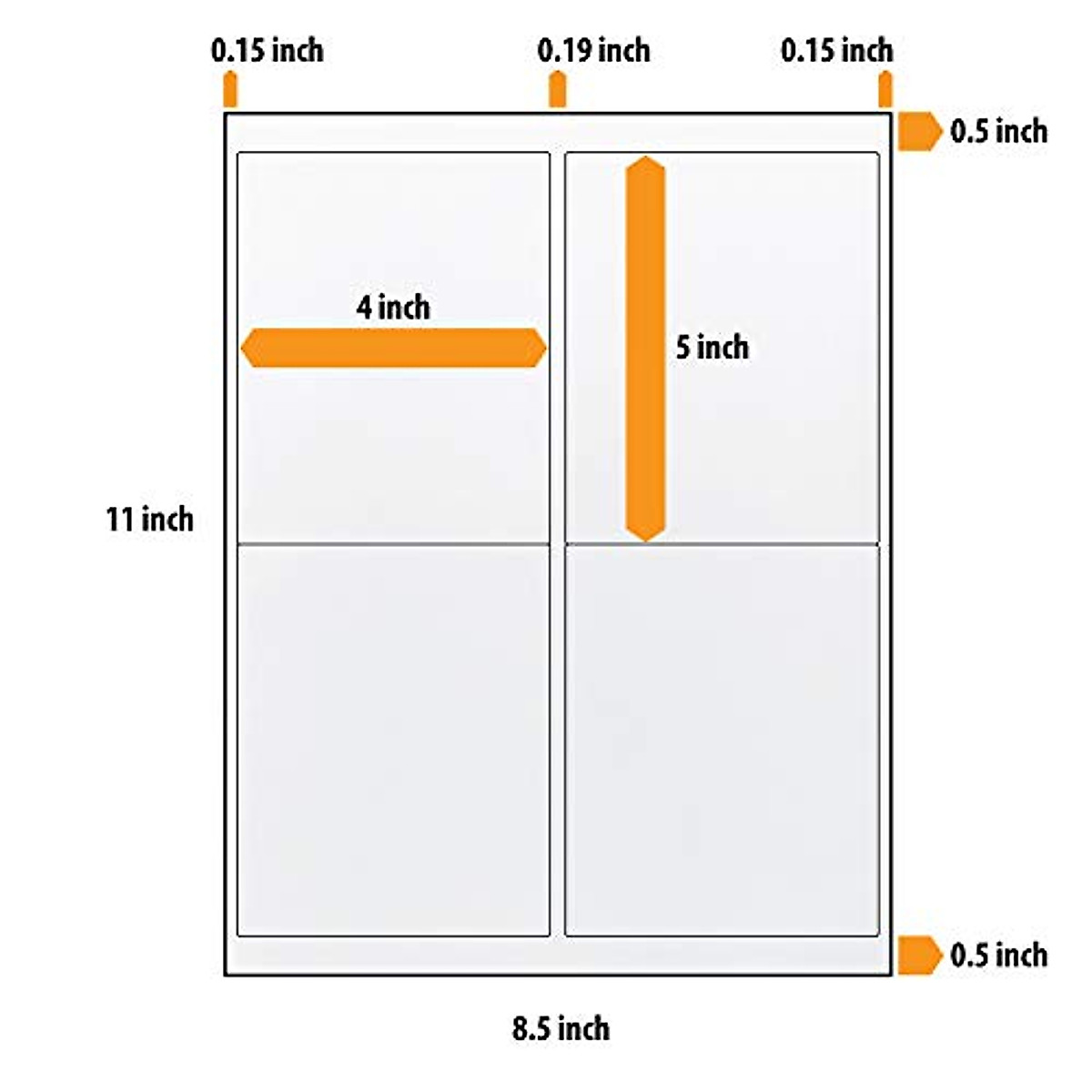 Buhbo 4-UP Address Shipping Label 4" x 5" Sticker Labels for Laser & Ink Jet Printers (100 Sheets, 400 Labels)