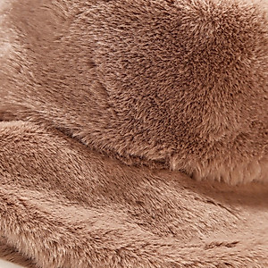 OCTEEN Faux Fur Bucket Hat Winter Fluffy Cap Fuzzy Warm Hat for Women Men A Black