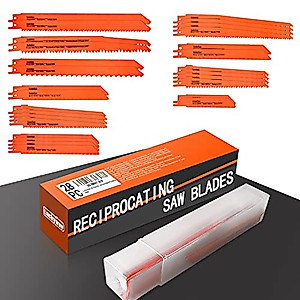 Luckyway 28-Piece Reciprocating Saw Blades Set, Sawzall Saw Blades Set, Pruner Saw Blades Set for Wood Metal Cutting