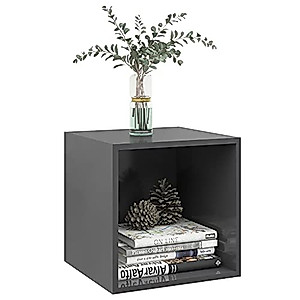 Queen.Y Floating Shelves Set of 4, Wall Mounted Cube Shelves with Cabinet, Wall Hanging Storage Shelves, Home Decor Furniture, Grey