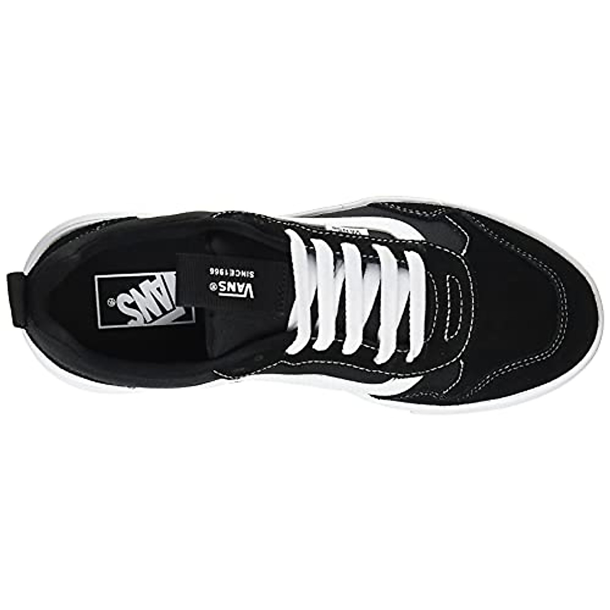 Vans Men's Low-Top Trainers Sneaker, Suede Canvas Black White, 12
