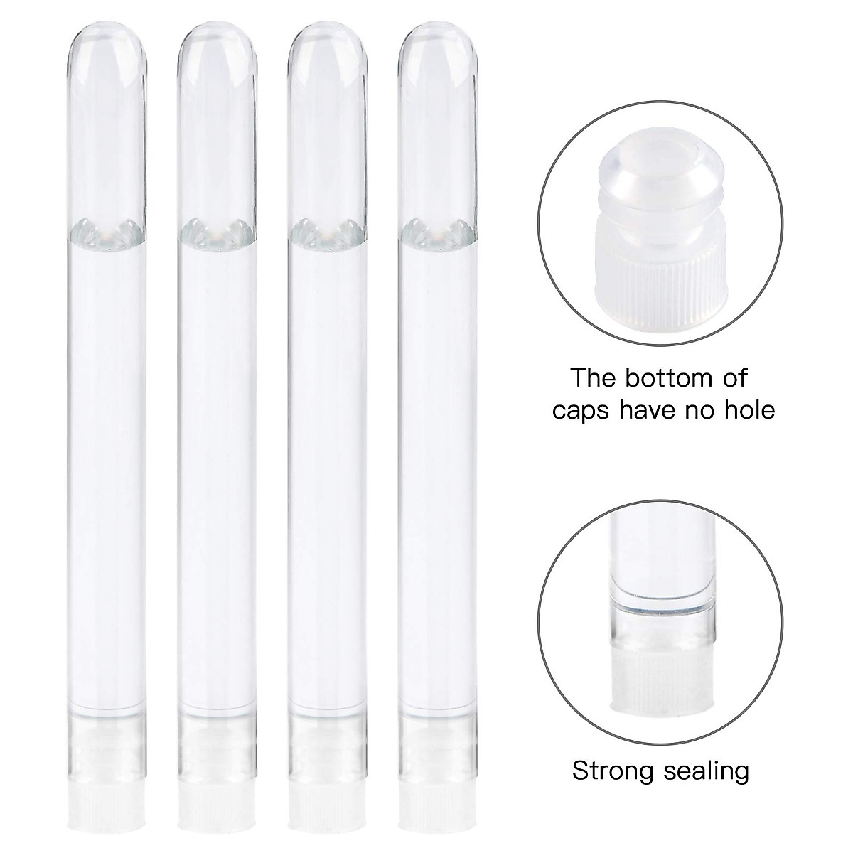 Temedon 50pcs Test Tubes, 16x150mm(25ml) Plastic Test Tubes with Caps for Lash Wands, Candy Storage, Scientific Experiments, Plant Propagation