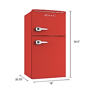 Avanti RMRT30X5R-IS Mini Fridge with Freezer 3 Cu. Ft. Capacity Retro-Styled for Home Office or Dorm, Manual Defrost and Adjustable Temperature, 3 Cu.Ft, Red
