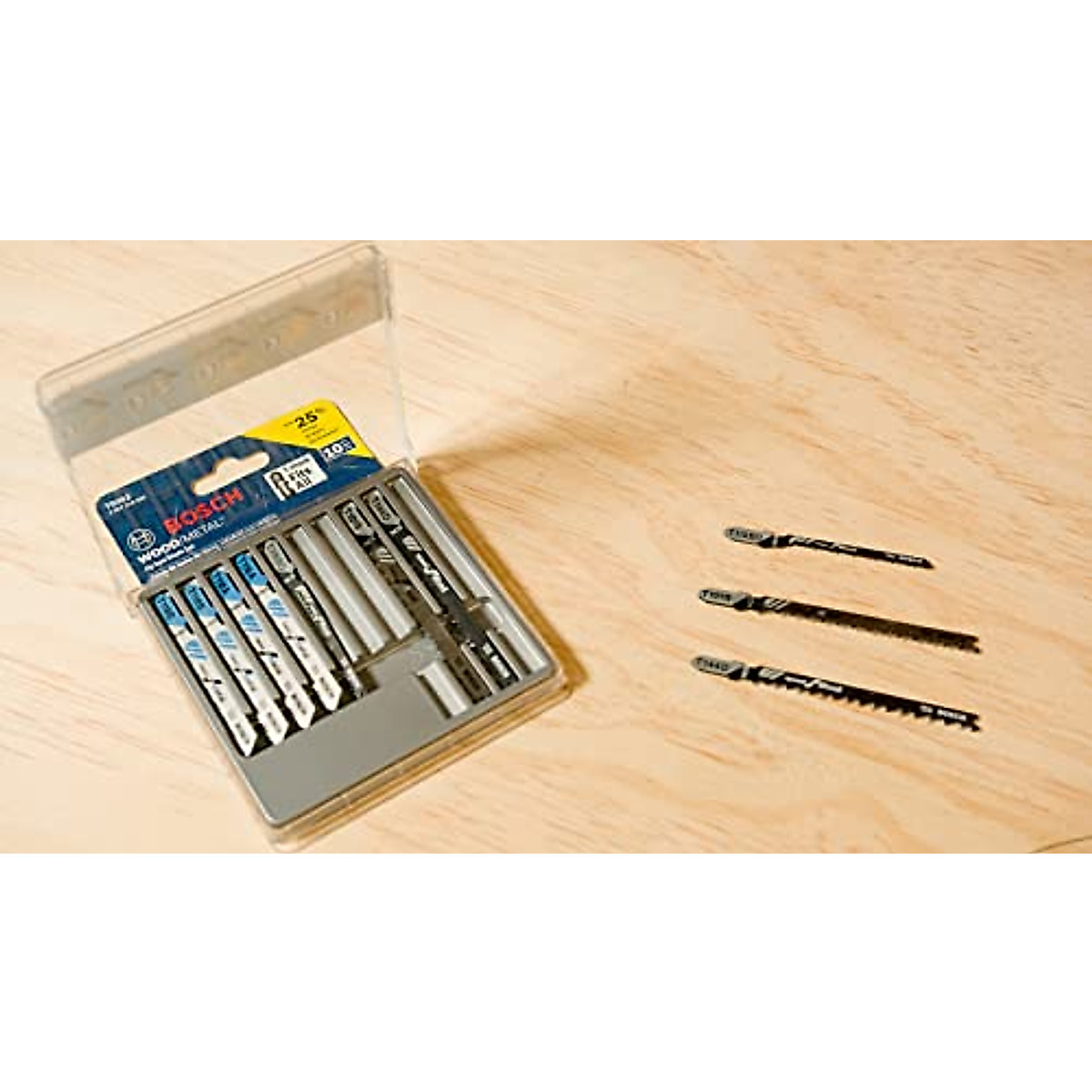 BOSCH T5002 T-Shank Multi-Purpose Jigsaw Blades, 10 Piece, Assorted, Jig Saw Blade Set for Cutting Wood and Metal
