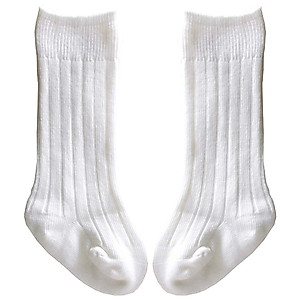 QandSweet Unisex-Baby Knee High Socks Seamless Toddler Boy Girls Cotton Uniform Stockings (0-6 Months, A Lot-6pairs)