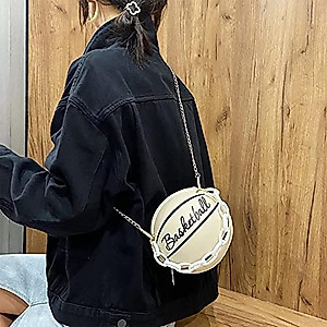 Sunlucky Women Basketball Shaped Shoulder Handbag Cute Mini Crossbody Bag Girls Messenger Tote PU Leather Round Purse (Pink, One Size)