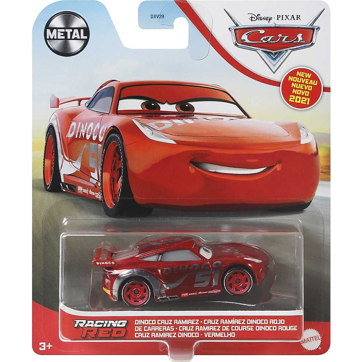 Disney Car Toys and Pixar Cars Racing Red Dinoco Cruz Ramirez, Miniature, Collectible Racecar Automobile Toys Based on Cars Movies, for Kids Age 3 and Older, Multicolor