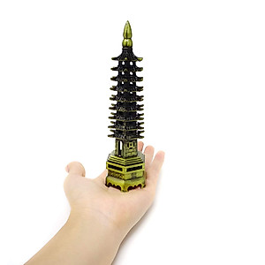 Honbay 1PCS Metal Alloy WenChang Tower Model Statue Feng Shui Decoration Buddhism Temple Decoration Garden Miniature for Office Home Desktop Ornaments (9 Level, 7.1")