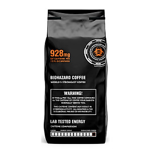 Biohazard Ground Coffee, The World's Strongest Coffee 928 mg Caffeine (16 oz)