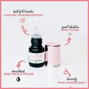 LivBay Lash Glue - Baby, Original Mini, Eyelash Adhesive, 4-6 Weeks Retention, 1 Second Dry Time, Professional Use Only, Black, 3ml