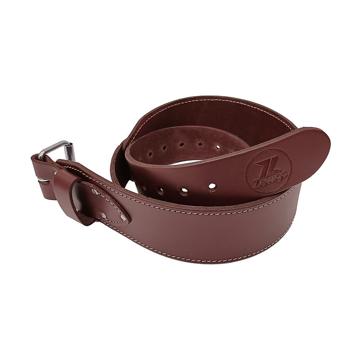 Zeluga 20-176 3in. Heavy Duty Ranger Style Leather Work Belt, Brown