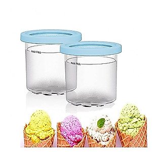 EVANEM 2/4/6PCS Creami Pint Containers, for Ninja Creami Pints Lids,16 OZ Ice Cream Containers with Lids Airtight,Reusable Compatible NC301 NC300 NC299AMZ Series Ice Cream Maker,Blue-6PCS