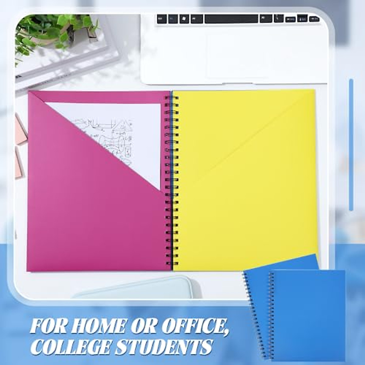 Henoyso 8 Pcs Multi Pocket Folders 8 Pocket Paper Folder Spiral Portfolio Spiral Binders Document Organizer Folio Letter Size Paper Folders for Office Business Document Papers Organizer