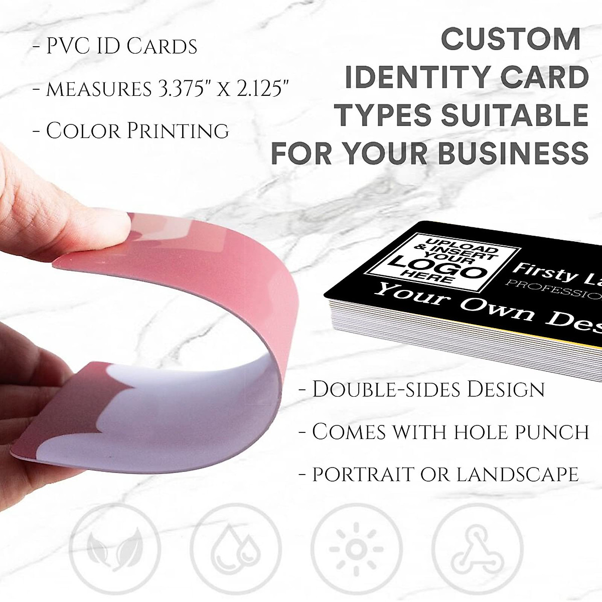 Custom Id Badge, Personalized Employee Photo Identification Card with Lanyard, Durable ID Card for Office Worker Doctor Nurse Student-Horizontal-Add Your Design