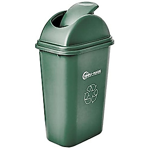 Simpli-Magic 79231 Swing-Top Lid Recycle Bin, Basic, Green