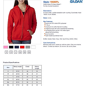 Gildan Women's Full Zip Hooded -Sweatshirt, Sport Grey, Large