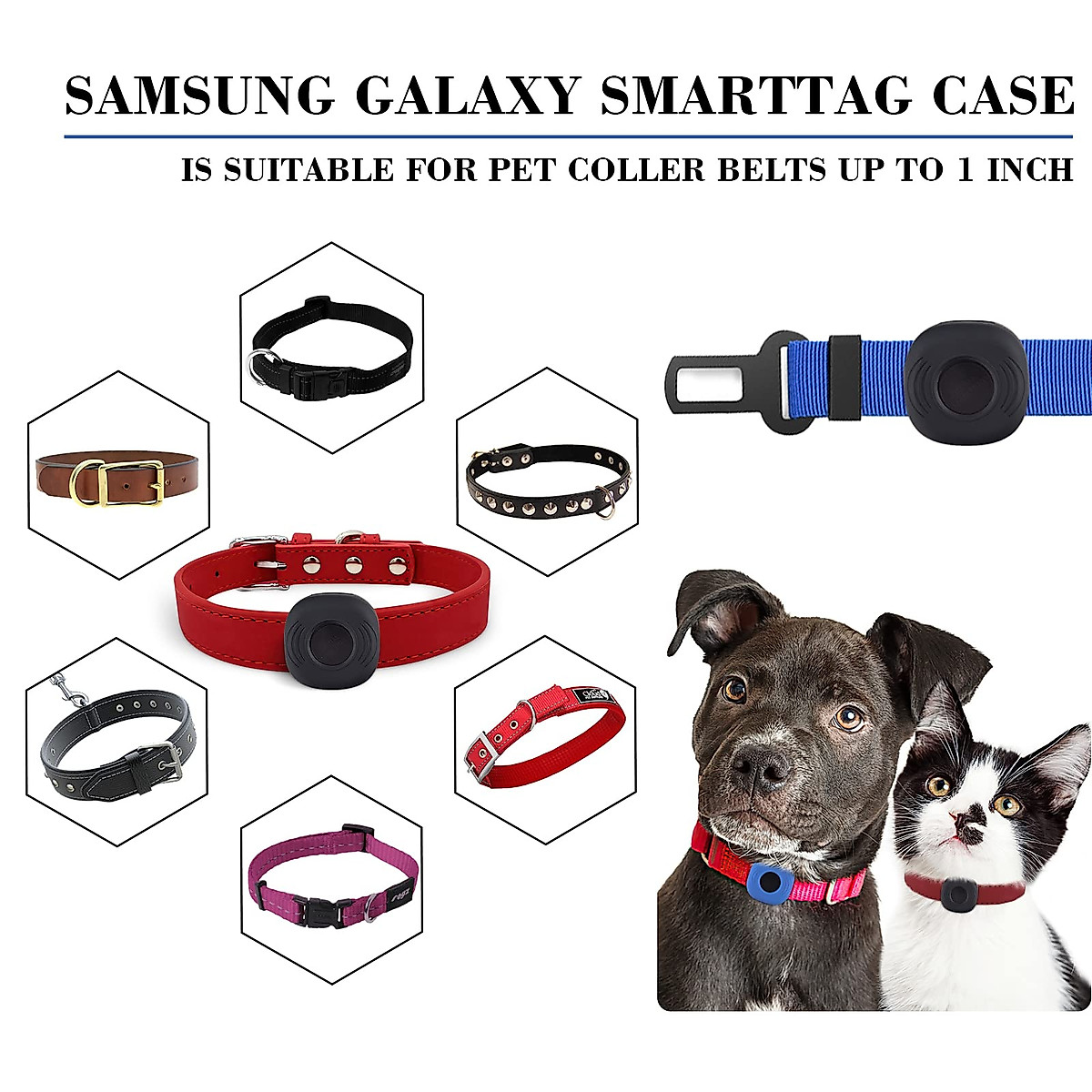 AMOK Silicone Case Holder for Galaxy Smarttag ，Samsung Smart tag+Plus (2 Pack) Item Finder GPS Tracker Tags for Pets, Luggage，Dogs, Cats, and Children,Compatible with Collars & Straps up to 1 inch