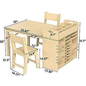 GDLF Kids Art Table and Chairs Set Craft Table with Large Storage Desk and Portable Art Supply Organizer for Children Ages 8-12, 47" L x 30" W