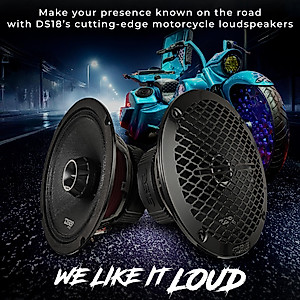 DS18 PRO-ZT Pro Audio Coaxial Midrange Speakers with Built-in Bullet Tweeter, 4-Ohms, Water Resistant - Black Metal Mesh Grill Included (1 Speaker) (8" inches)