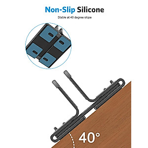 OMOTON Upgraded Laptop Vertical Stand, 3-in-1 Laptop Holder Dock with Sturdy Silicone Pads for Ultra Protection, Suitable for iPhone/iPad/MackBook Pro/Surface/Samsung/Android Tablets, Black