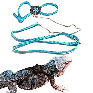 Sawyd Adjustable Reptile Lizard Harness Leash,Turtle Lizard Pet Traction Belt Bearded Dragon Accessories Soft Small Pet Animal Harness Rope -1.2M (Blue)