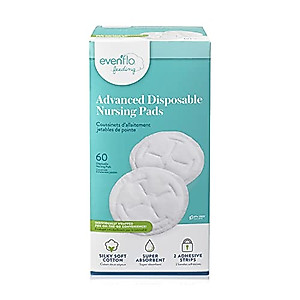 Evenflo Feeding Disposable Breast Pads for Nursing Women, Breathable and High Absorbency, White, 60 Count