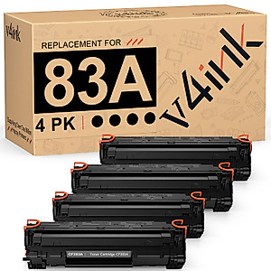 v4ink Compatible CF283A Toner Cartridge Replacement for HP 83A CF283A for use in MFP M127fw M127fn M125nw M201dw M201n M225dn M225dw M125a Series Printer (Black, 4 Pack)