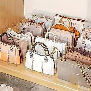 Clear Closet Bag Storage Dividers Rack, Detachable Cupboard Shelf, Acrylic Shelf Dividers, Purse Storage Organizer, Handbag Display Stand, Desk File Sorter Stand Holder Bookshelf